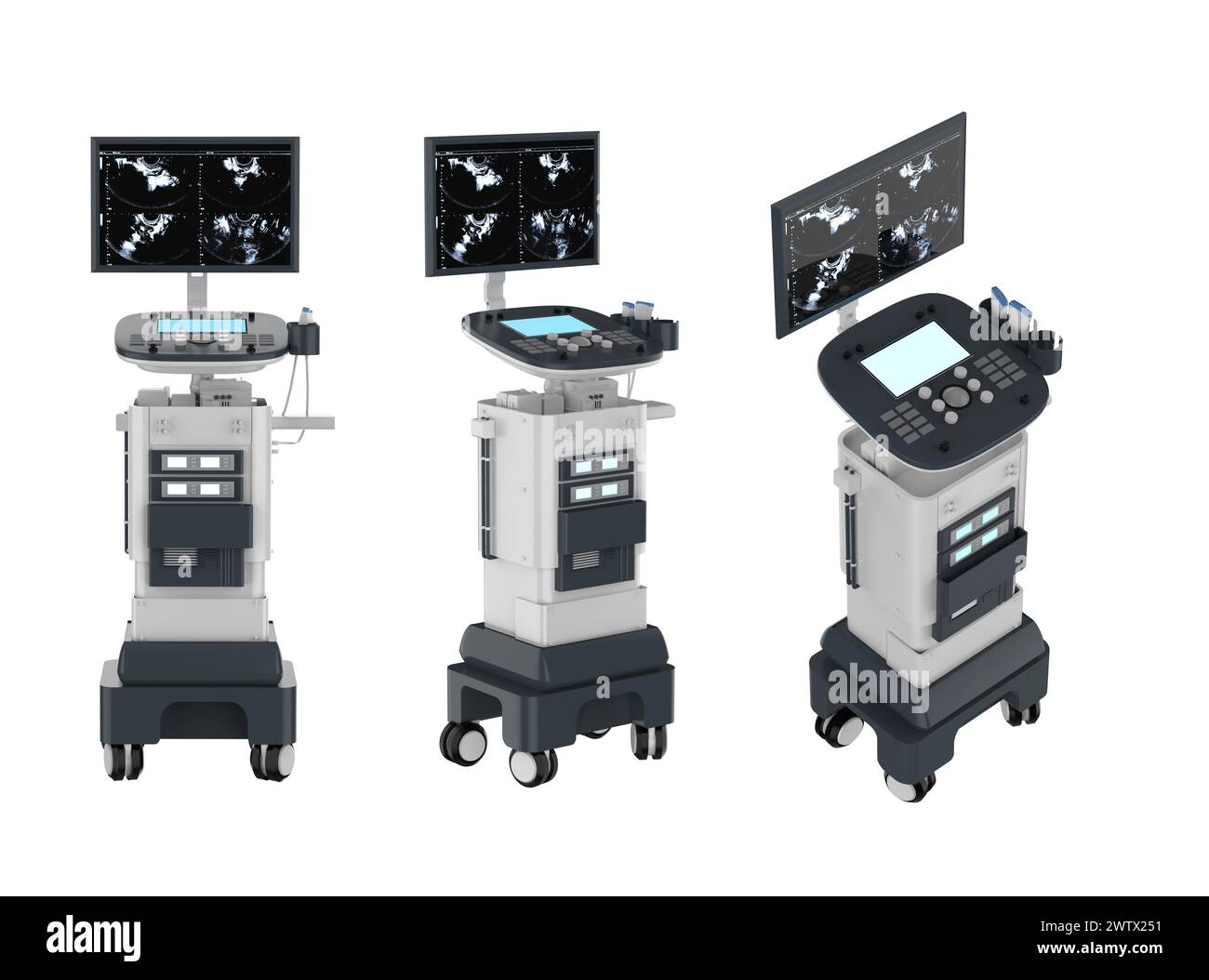 3d rendering set of ultrasound machines isolated on white Stock Photo ...