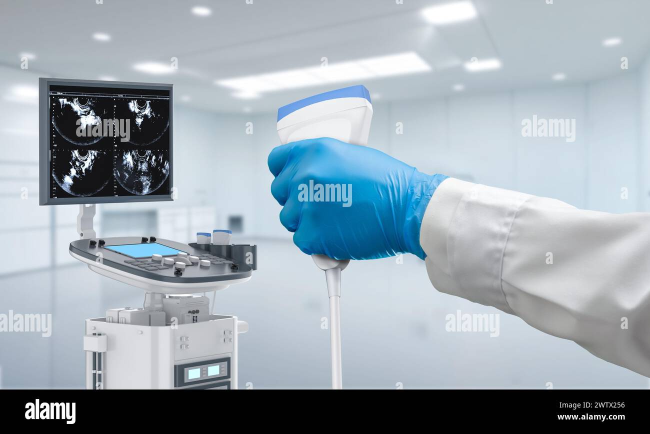3d rendering ultrasound machine with sonographer in laboratory Stock ...