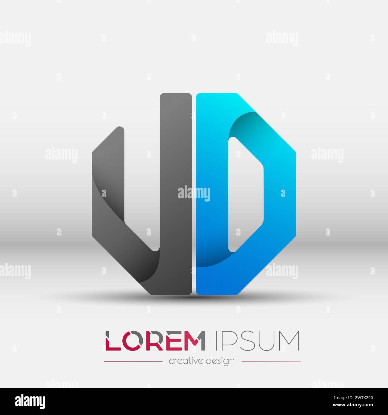 Letters of the alphabet U and D. The color letter composition of the ...