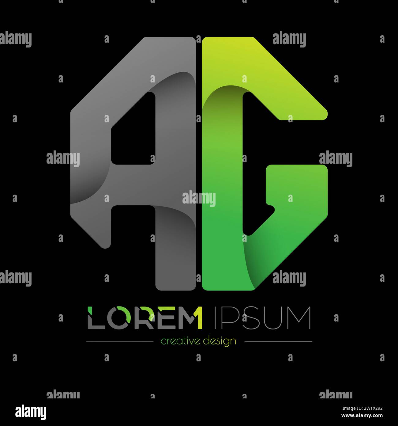Letters of the alphabet A and G. The color letter composition of the ...