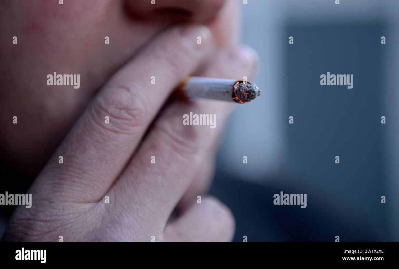 PICTURE POSED BY A MODEL: File photo dated 12/03/13 of a man smoking a ...