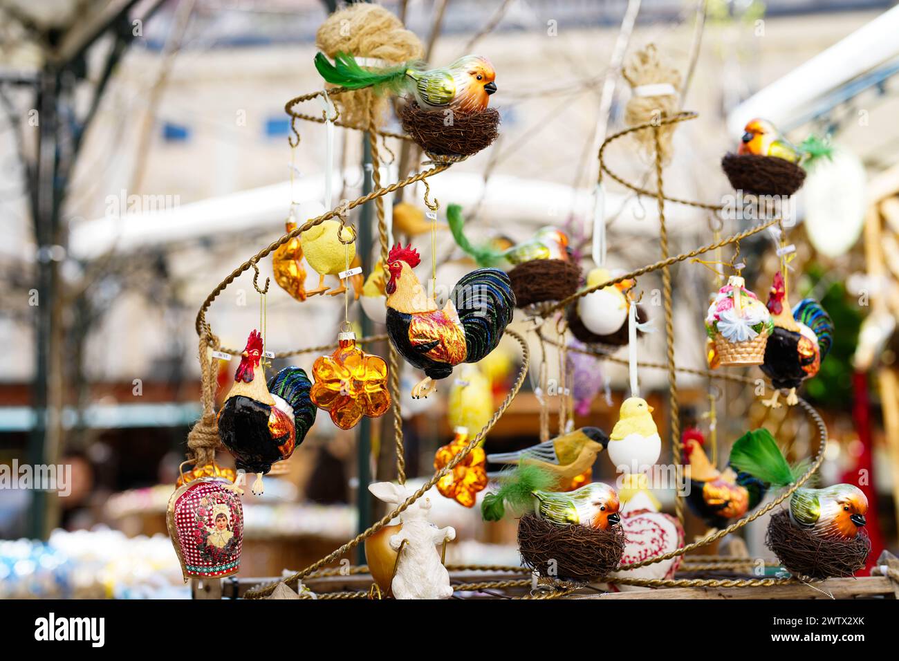 Illustration on the theme of Easter/Easter market. In the picture: Old ...