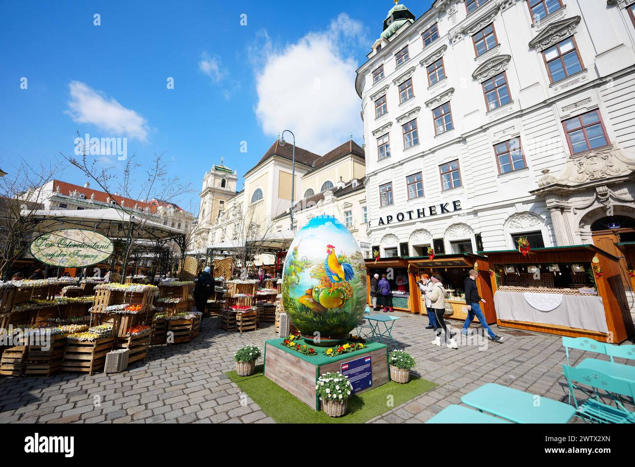Illustration on the theme of Easter/Easter market. In the picture: Old ...