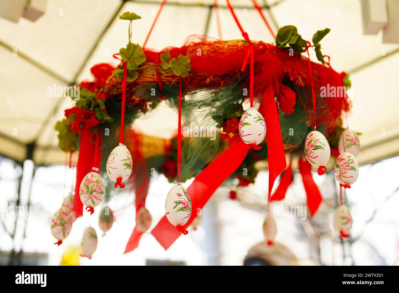 Illustration on the theme of Easter/Easter market. In the picture: Old ...