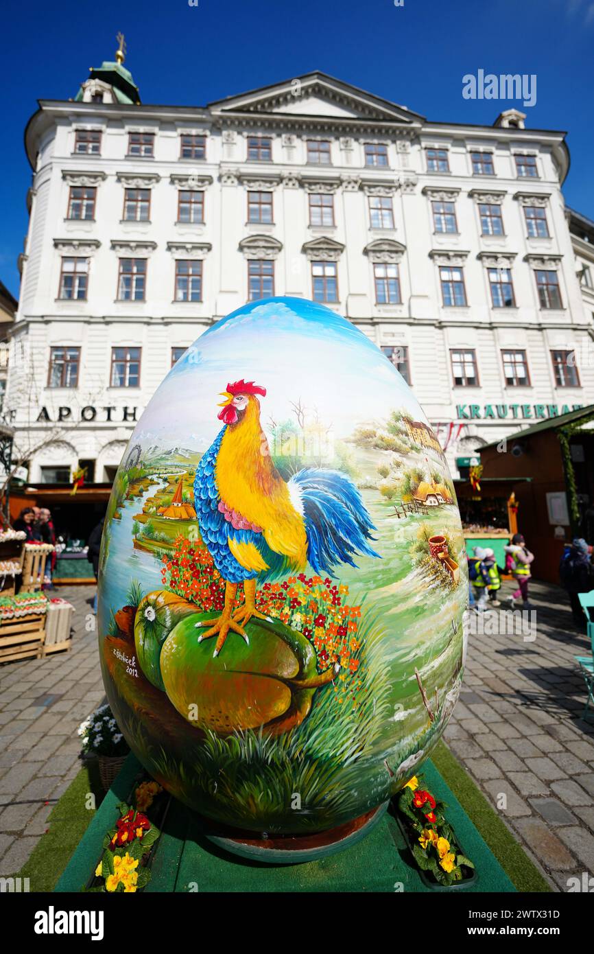 Illustration on the theme of Easter/Easter market. In the picture: Old ...