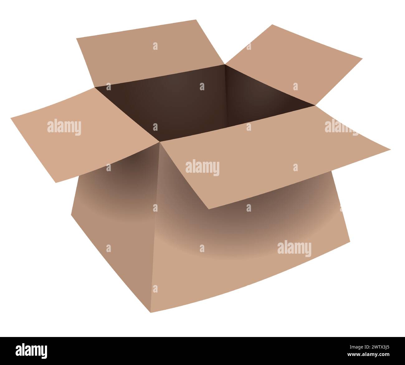 Gift and delivering concept. Empty bent carton brown box. Vector ...