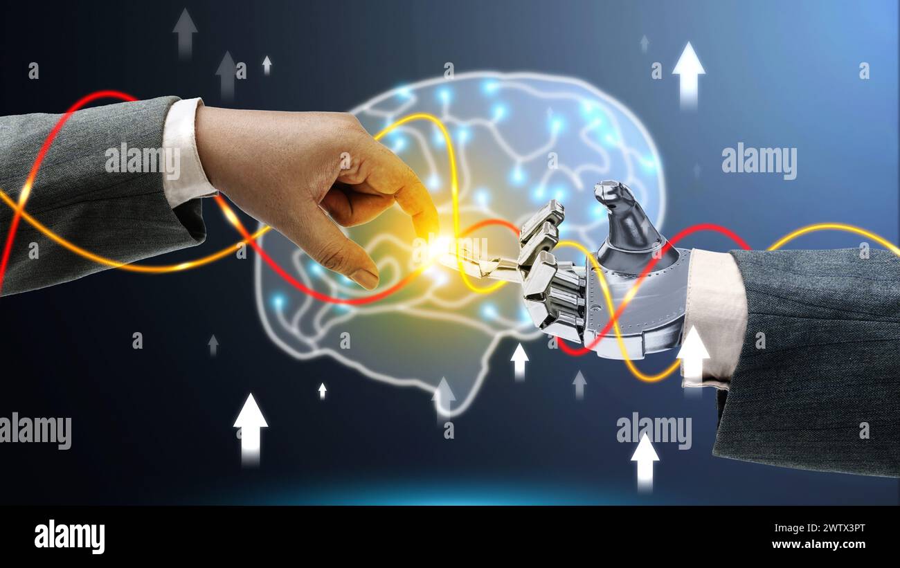 Futuristic robot technology development, artificial intelligence AI and ...