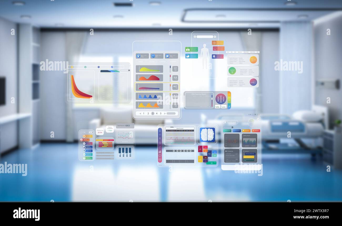 Medical technology concept with 3d rendering doctor robot with graphic ...
