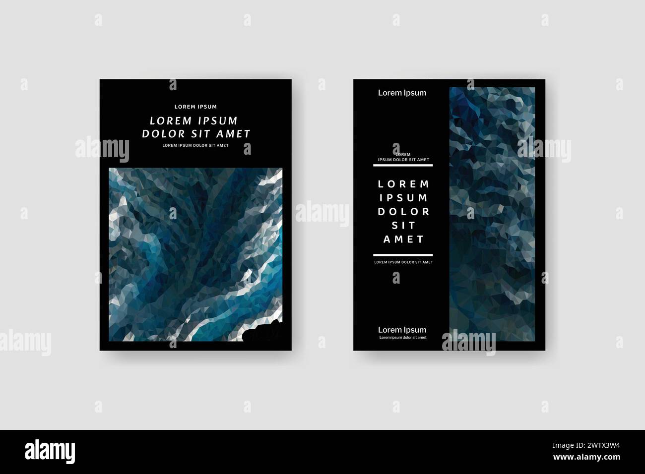 Abstract ocean water Low poly vertical black and blue flyers ...