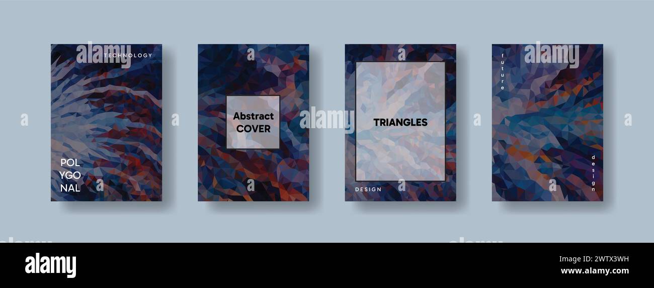 Low poly vertical abstract colorful flyers, collections of A4 size ...