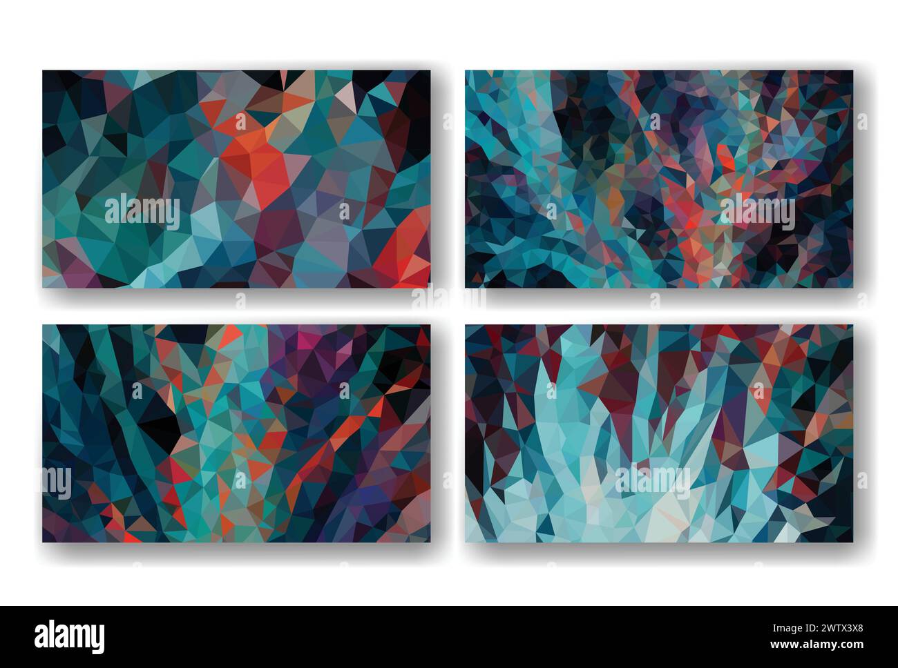 Vector low poly abstract colorful horizontal 16x9 presentation covers ...