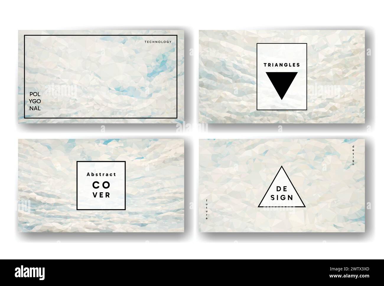 Vector low poly abstract white clouds backgrounds, horizontal 16x9 ...