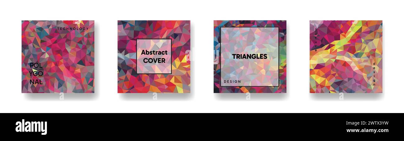 Low poly vertical abstract colorful flyers, collections of square size ...