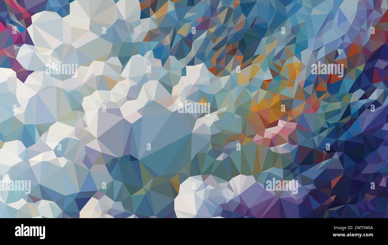 Vector Low poly abstract sky with clouds background, trendy, geometric ...