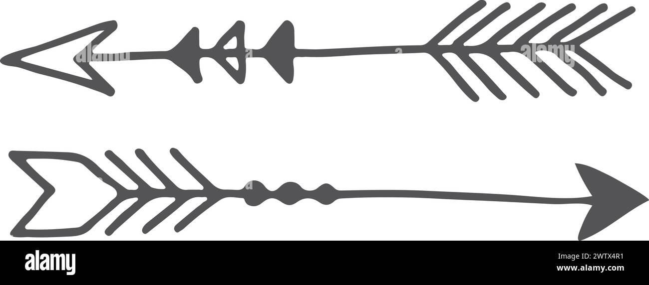 Decorative arrows. Ornate divider in hand drawn doodle style Stock ...