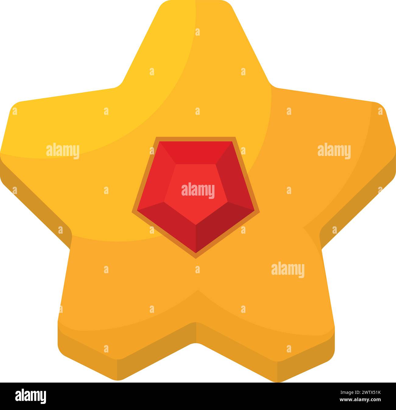 Gemstone in golden star. Game award cartoon icon Stock Vector Image ...