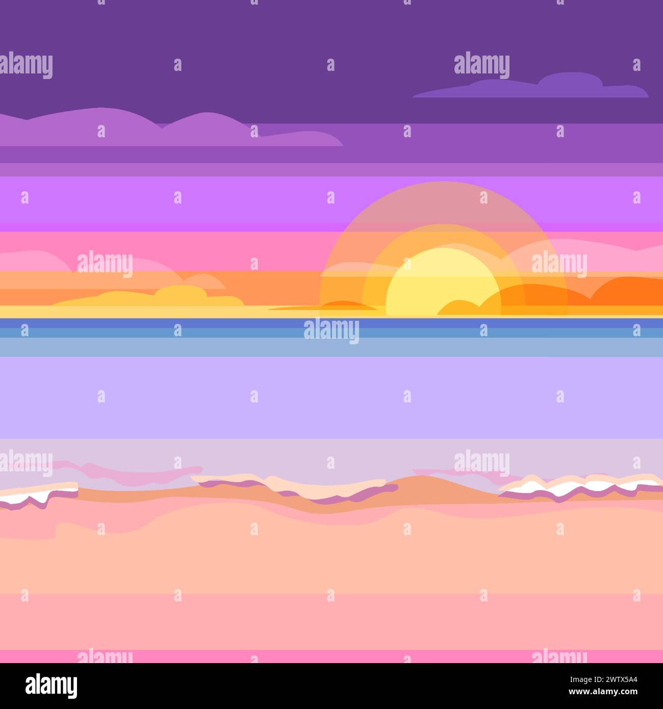 Seaside morning sun Stock Vector Images - Alamy