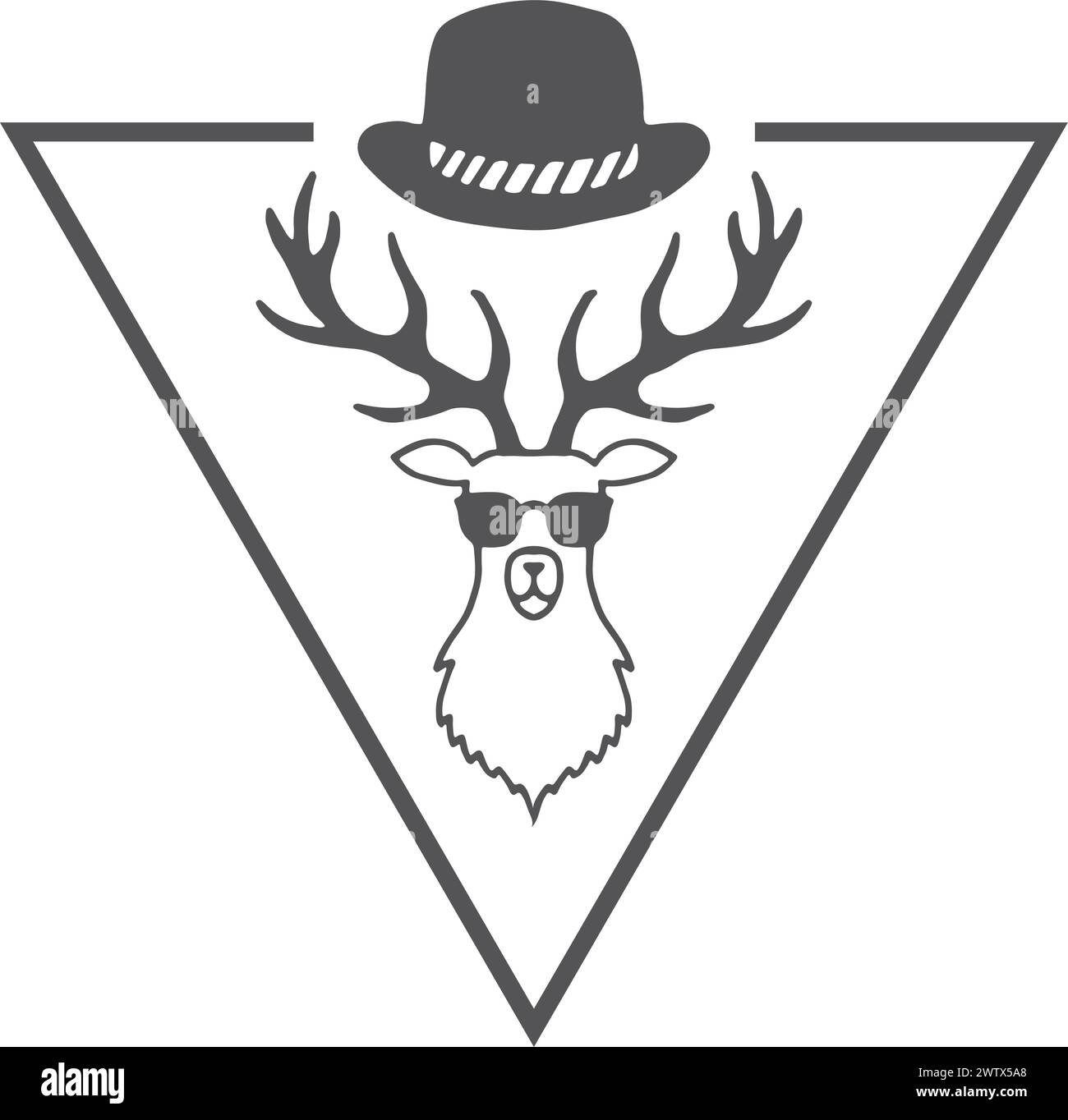 Funny hipster logo with deer in sunglasses. Animal label Stock Vector ...