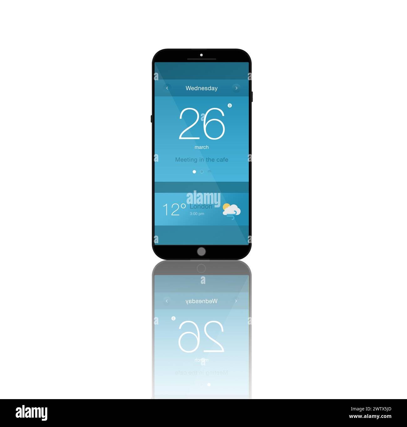 Phone screen, technology and ui of mobile in studio isolated on a white ...