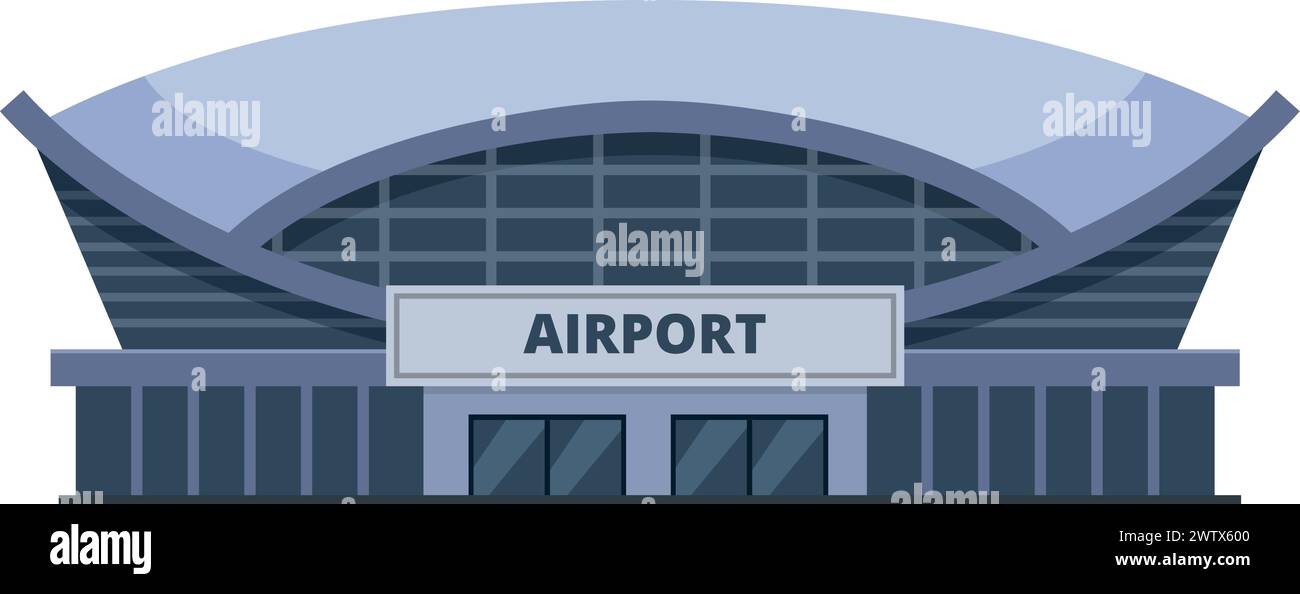Airport building facade. Flight terminal front exterior Stock Vector ...