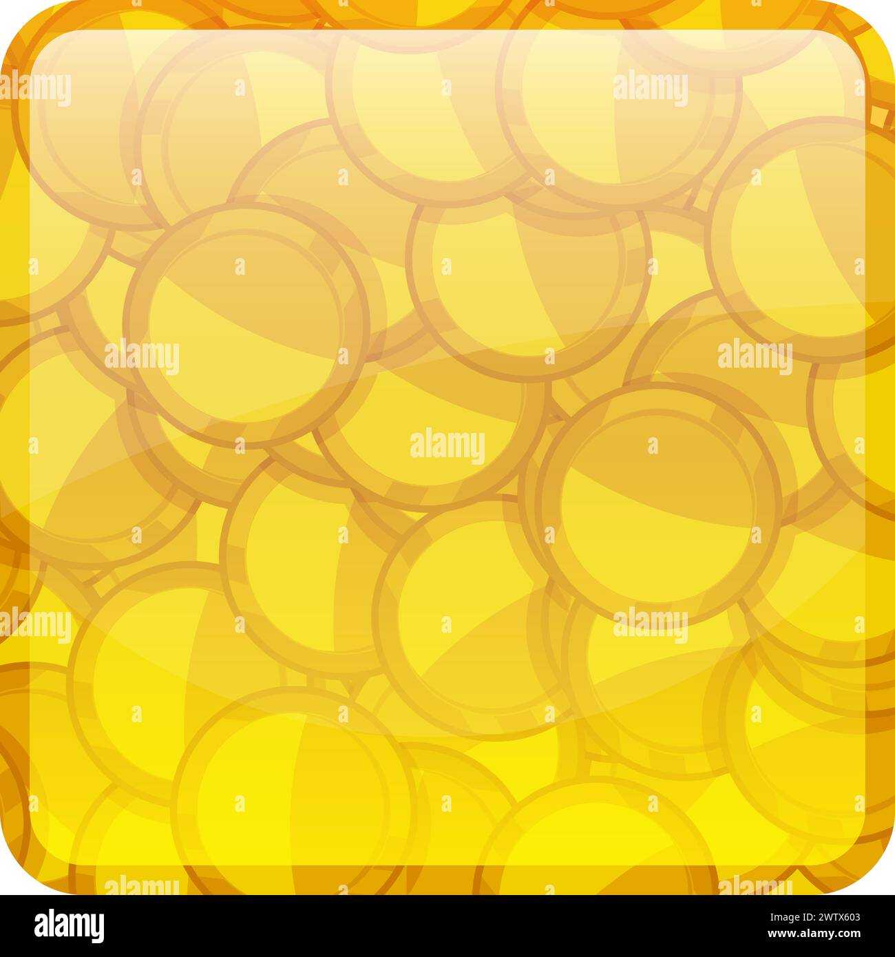 Glossy button with golden coins texture. Cartoon panel Stock Vector ...