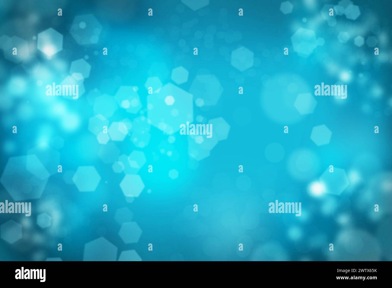 Abstract, design and blue bokeh with hexagon, Christmas theme, decor and creativity with color ...
