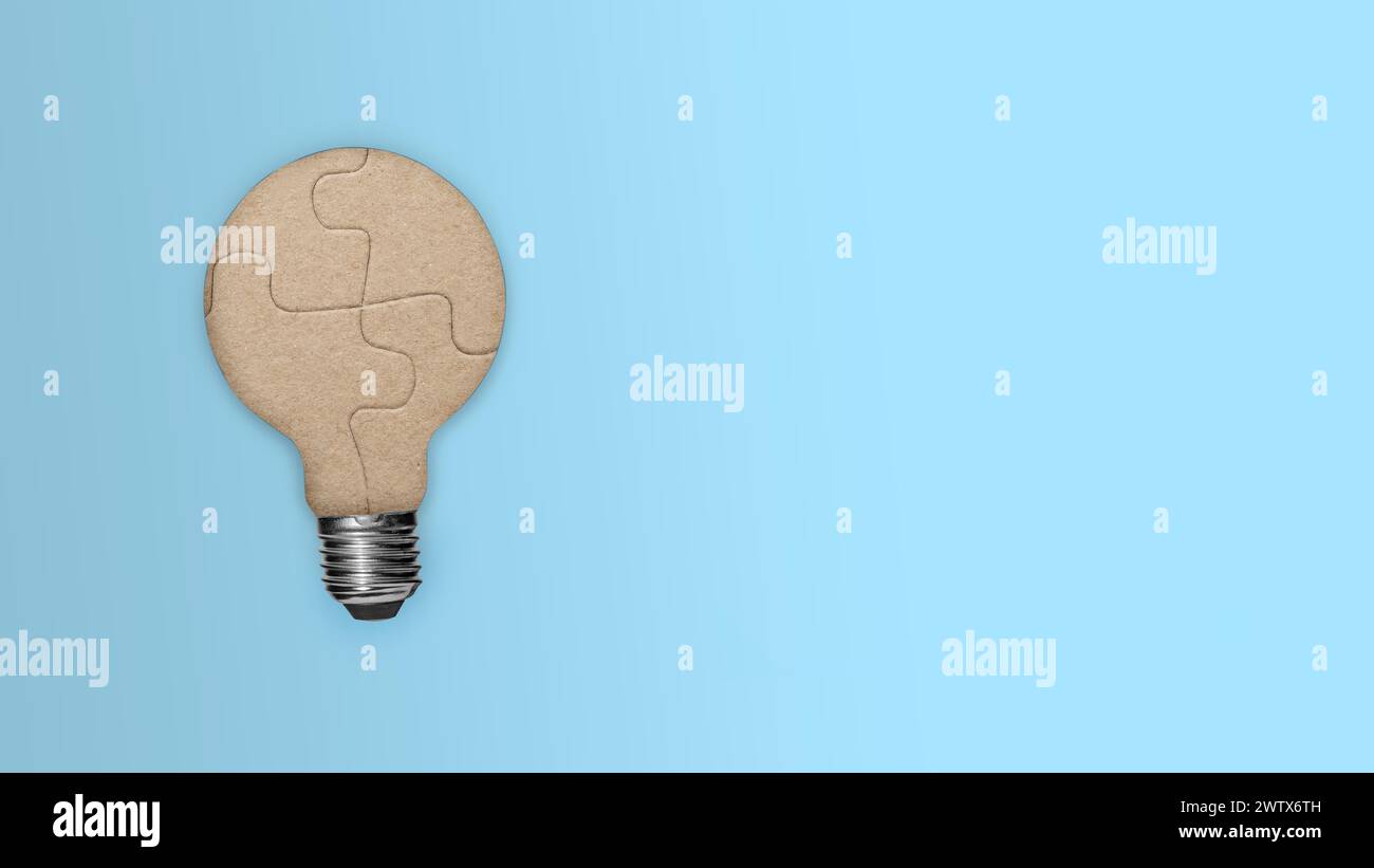 Closeup view of light bulb from a piece of the puzzle for unity and ...