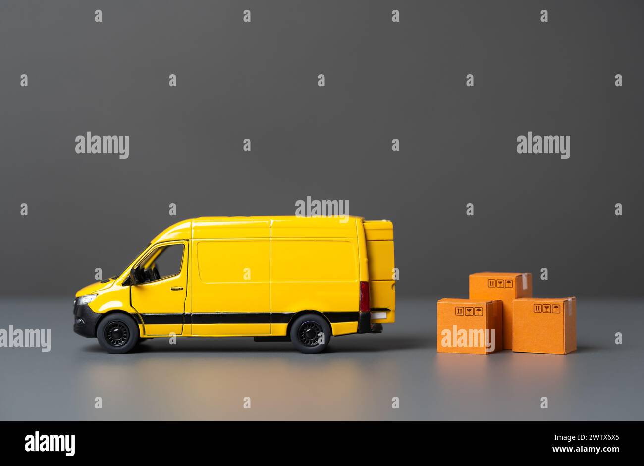 Delivery van and boxes. Logistics and industry. House moving. Delivery ...