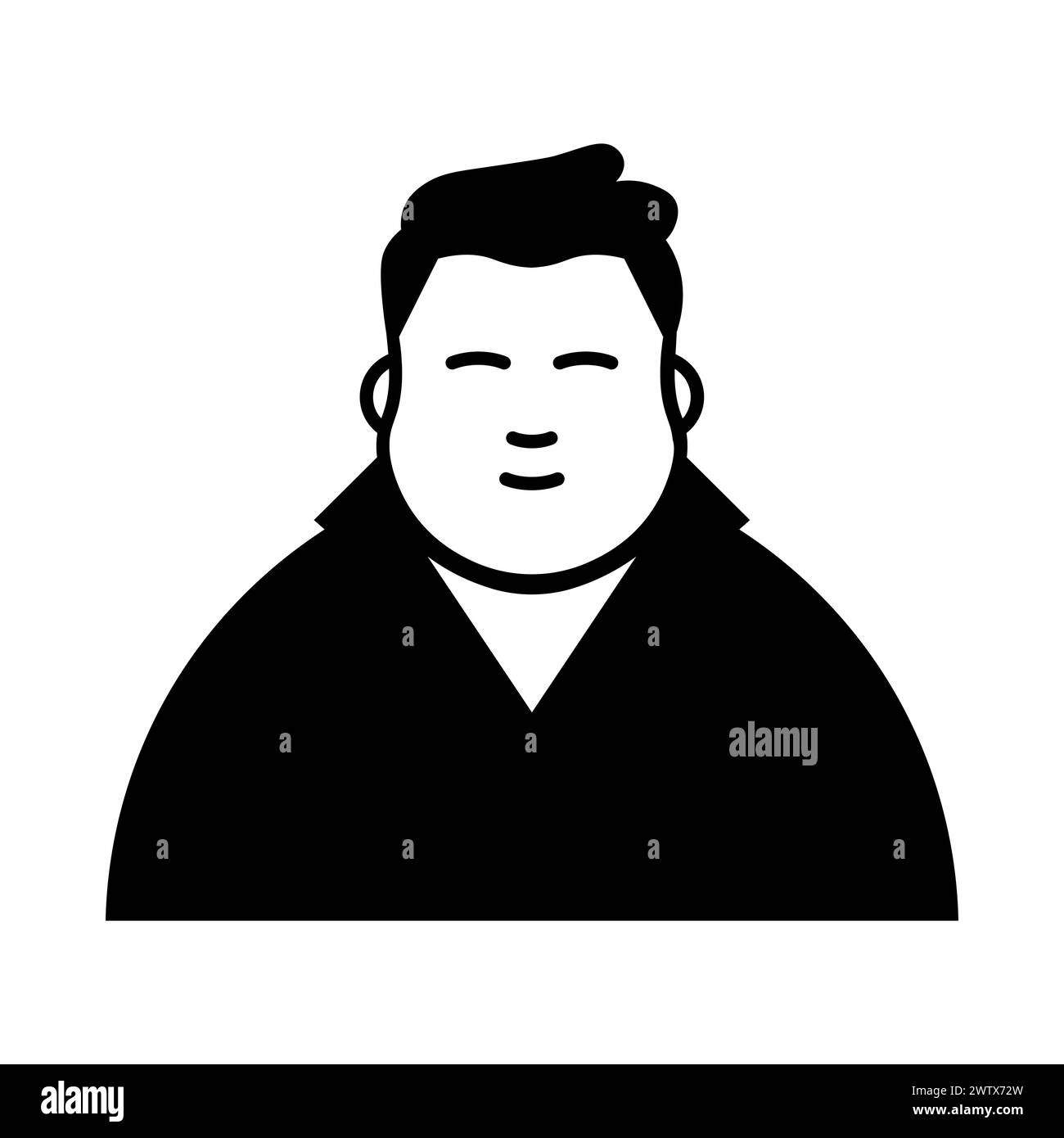 black vector fat man icon on white background Stock Vector Image & Art ...