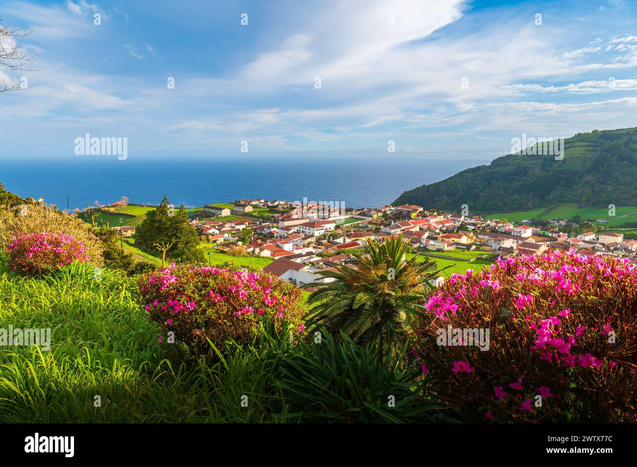 Agua Retorta village, Sao Miguel island, Azores archipelago, Portugal ...