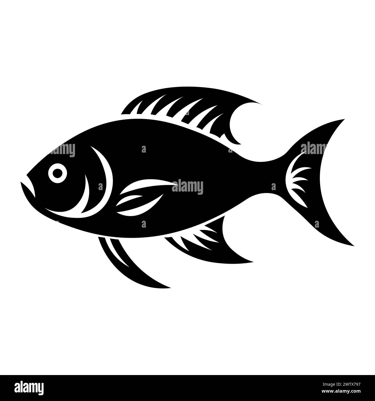 black vector fish icon on white background Stock Vector Image & Art - Alamy