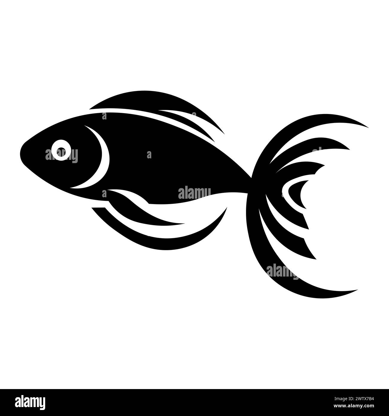 black vector fish icon on white background Stock Vector Image & Art - Alamy