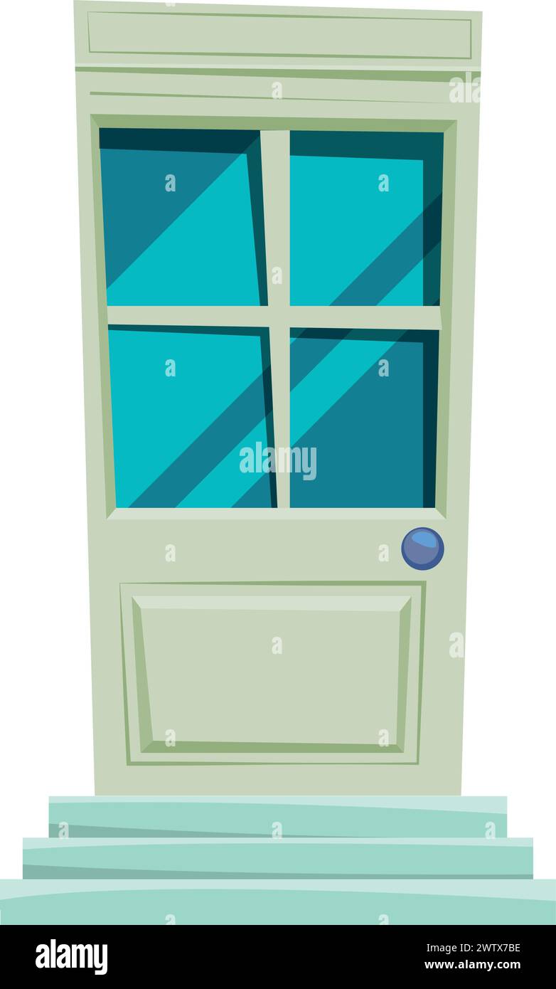 House doorstep. Wooden door and stairs cartoon icon Stock Vector Image ...