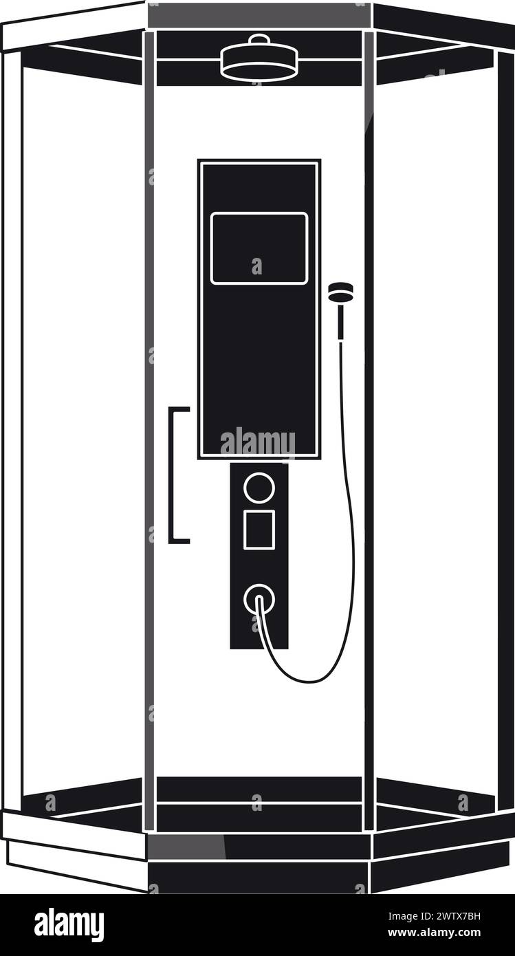 Shower cabin black icon. Washing bathroom furniture Stock Vector Image ...