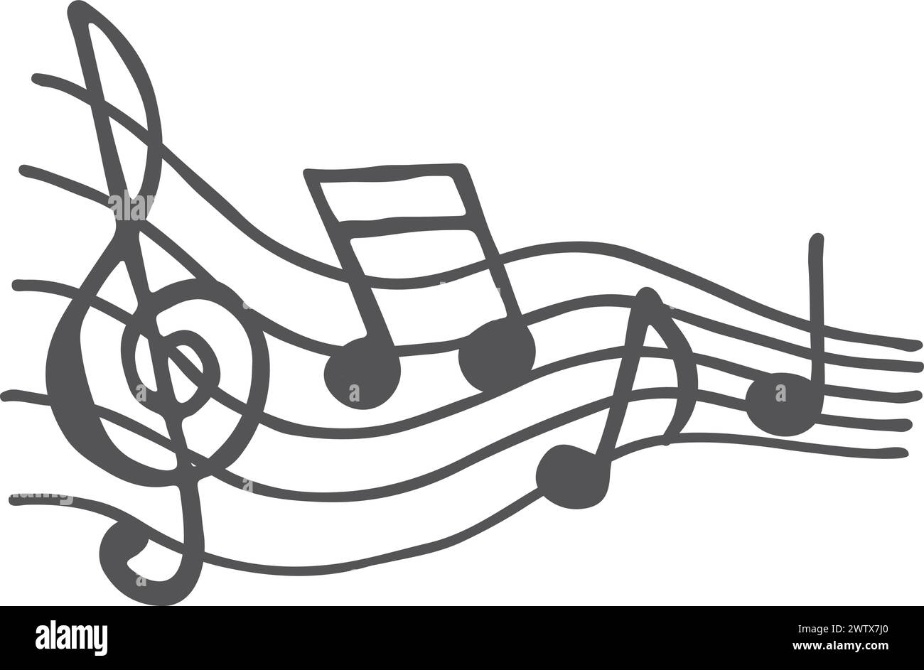 Melody musical sheet doodle. Sound note symbol Stock Vector Image & Art ...