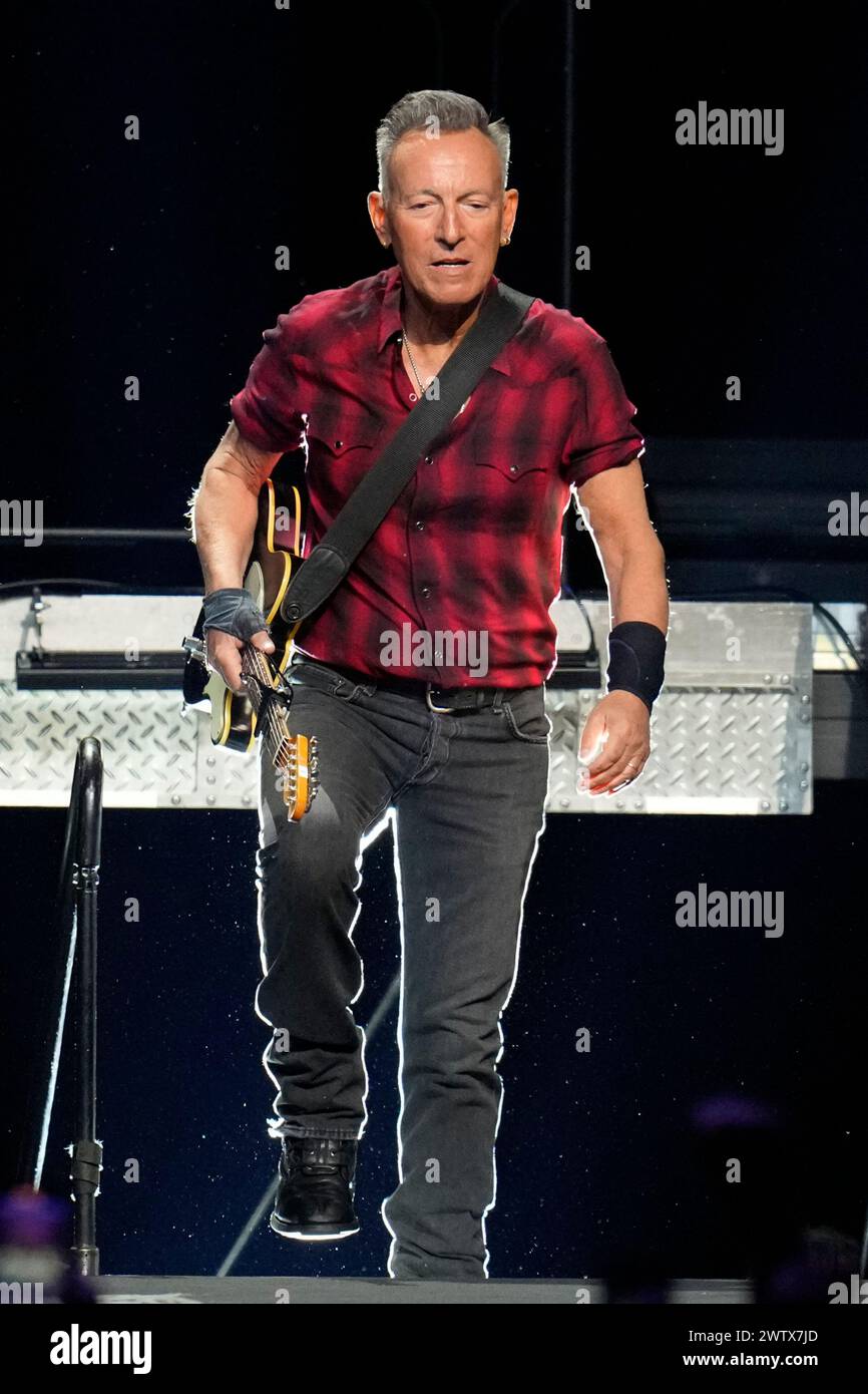 Bruce Springsteen arrives on stage during his concert of Bruce ...