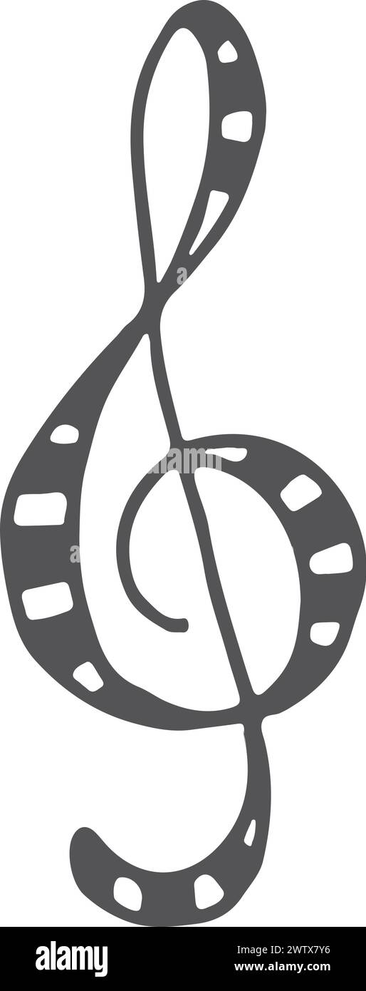 Treble clef. Music symbol. Melody black doodle Stock Vector Image & Art ...