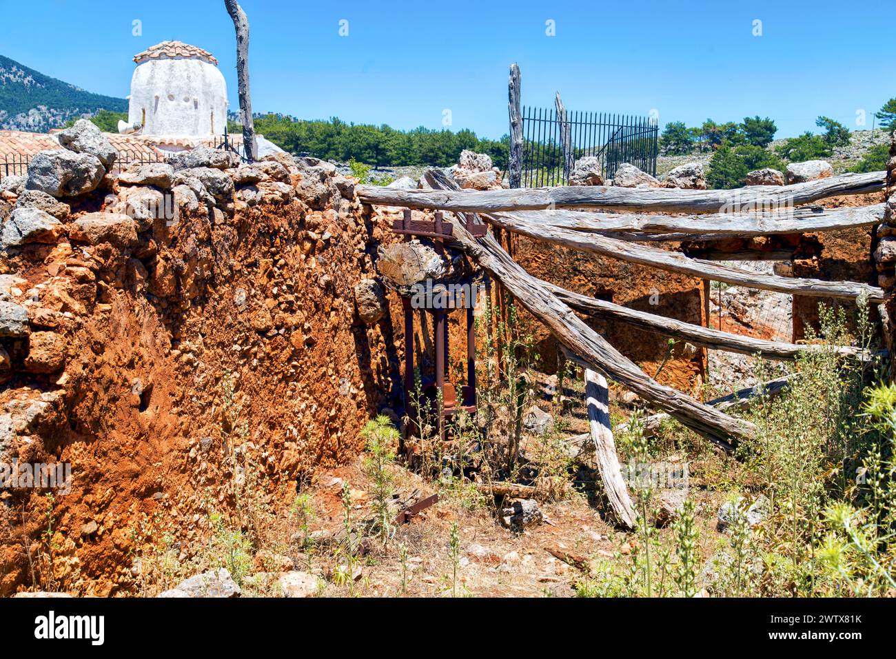 a house in the abandoned village of Ardana on the island of Crete ...