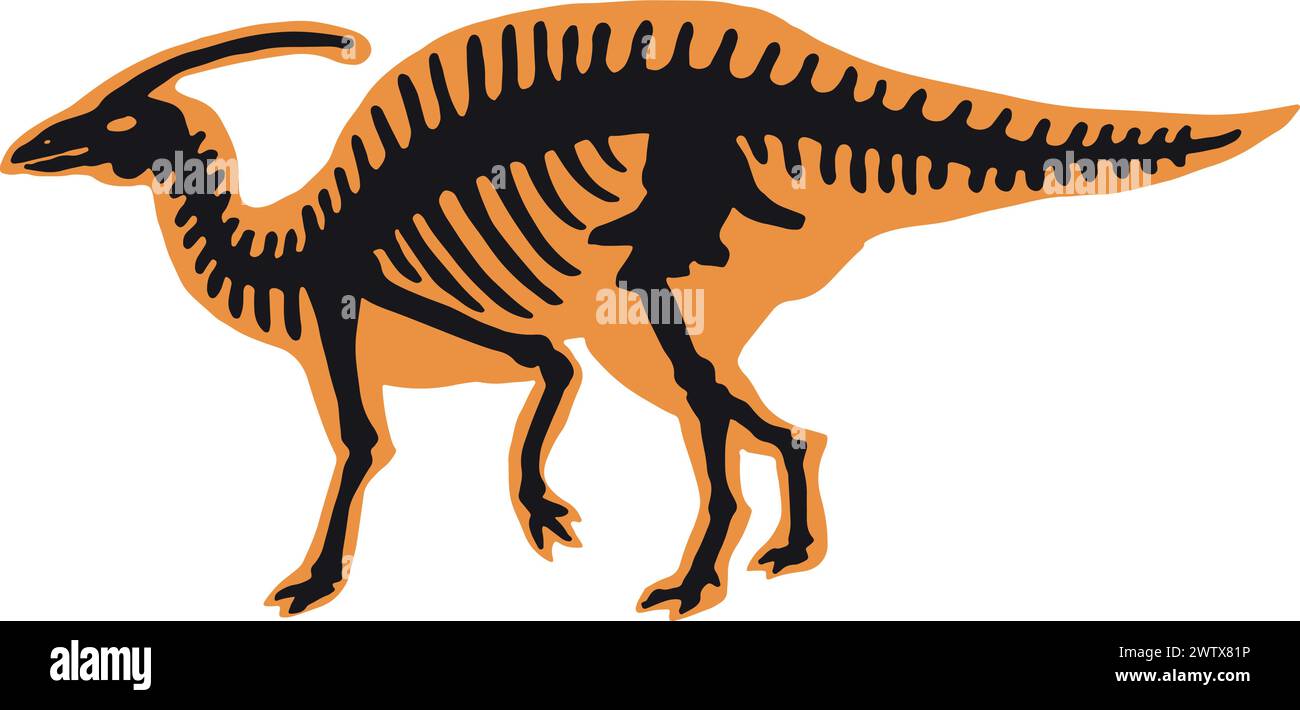 Ancient predator skeleton. Prehistoric reptile. Dinosaur silhouette ...