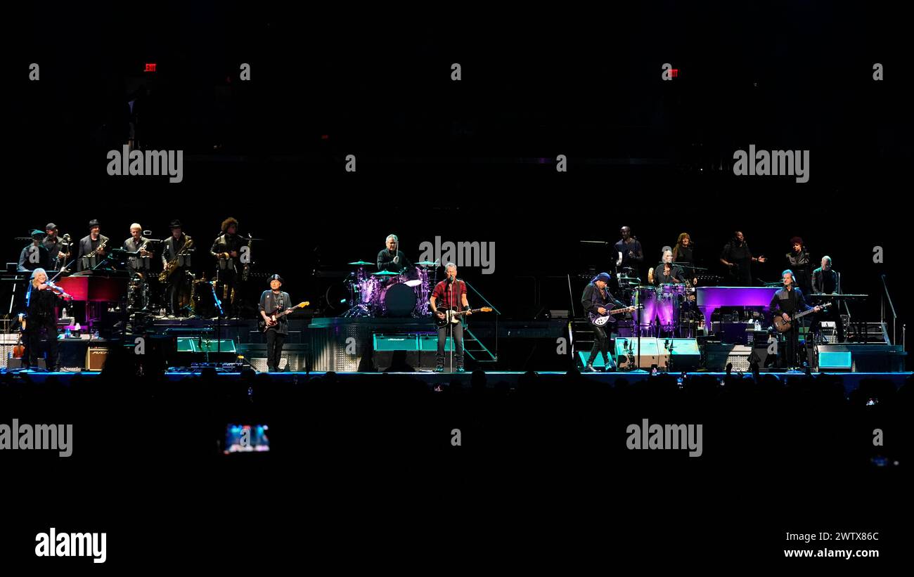 Bruce Springsteen sings on stage during his concert of Bruce ...