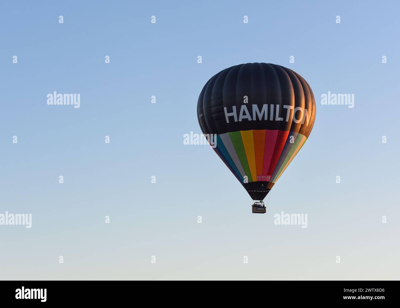 Hamilton, New Zealand. 20th Mar, 2024. A hot-air balloon is seen during ...