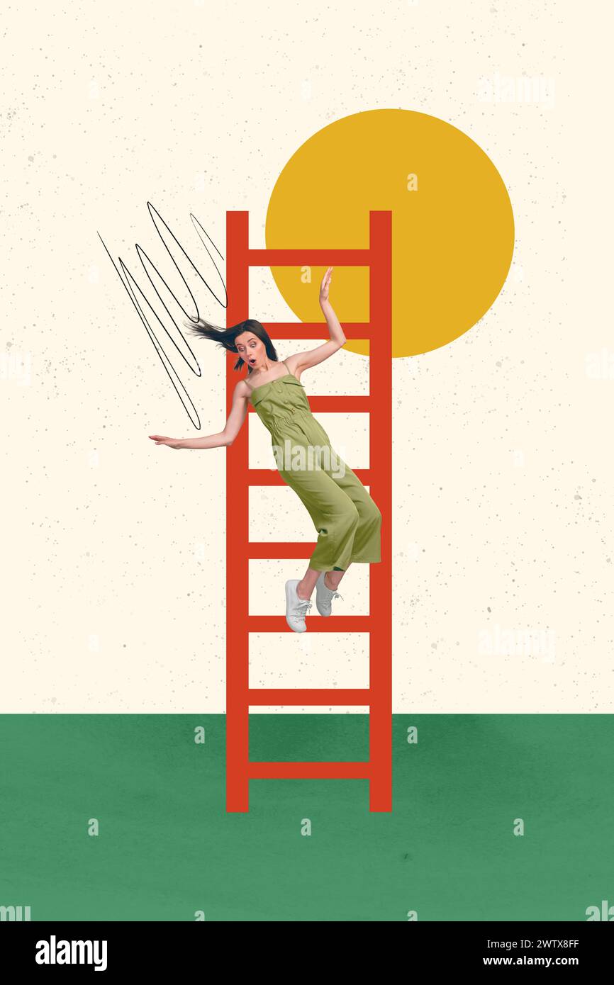 Composite trend artwork sketch image 3D photo collage of afraid young ...