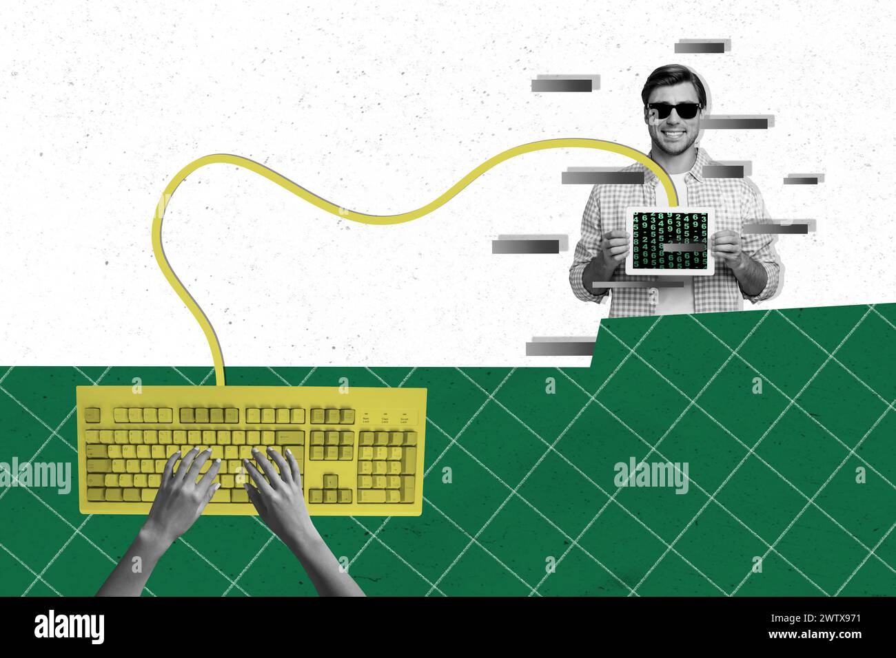 Creative drawing collage picture of software computer develop java ...