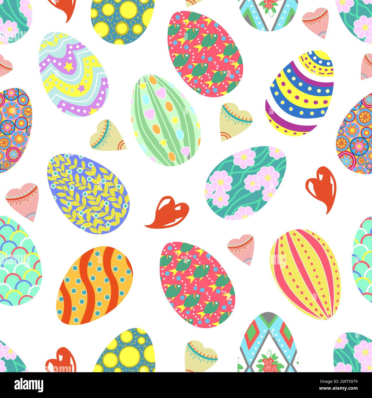 Seamless pattern with Happy Easter holiday traditional symbols ...