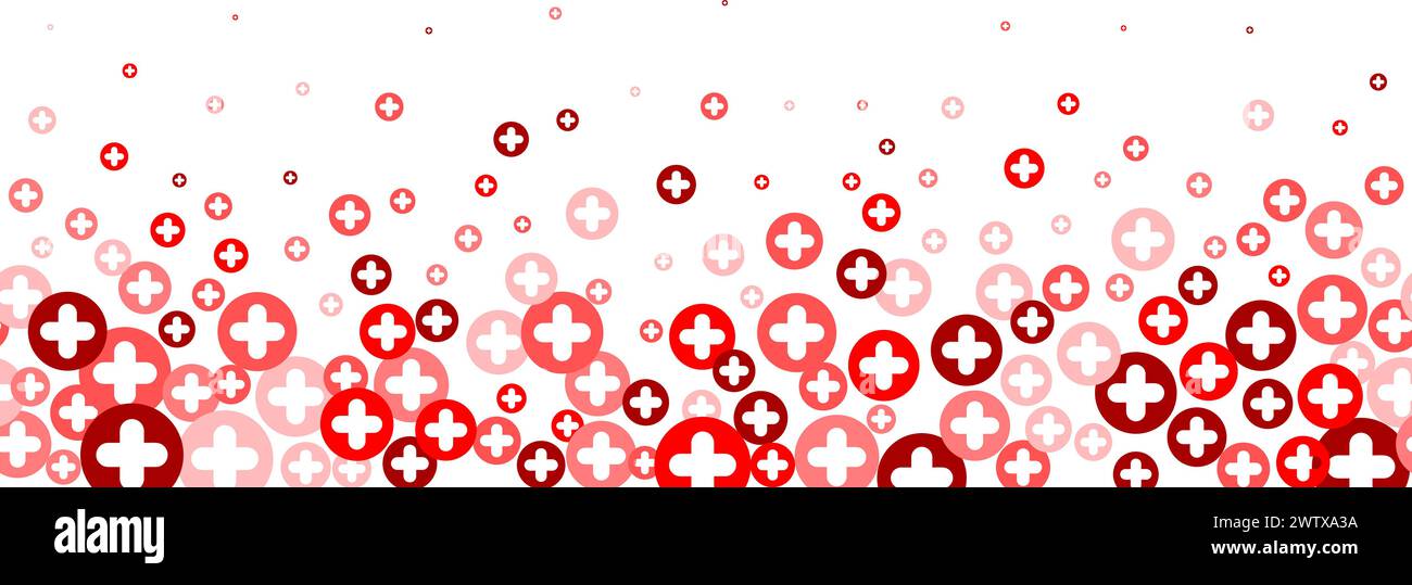 Medical cross and plus background. Abstract seamless red border for ...