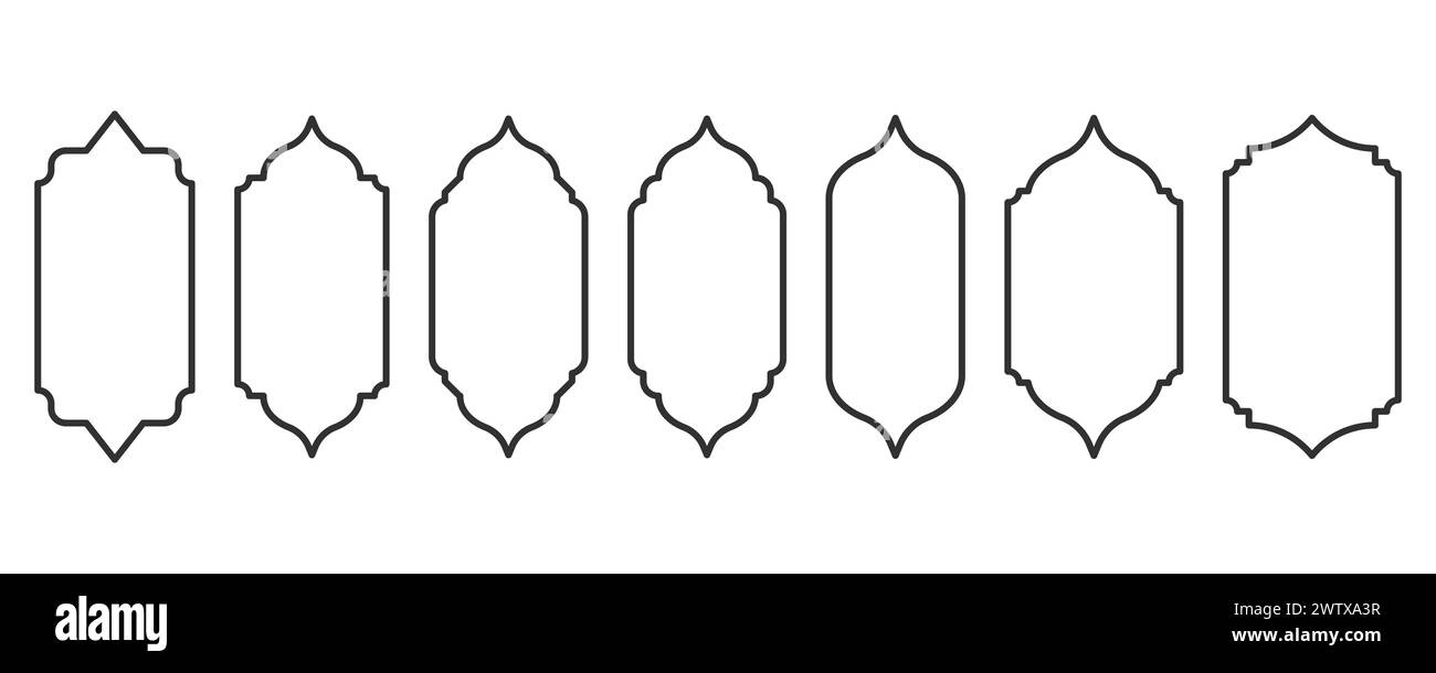 Ramadan frame shapes. Window Arabic arc outline elements. Door design ...