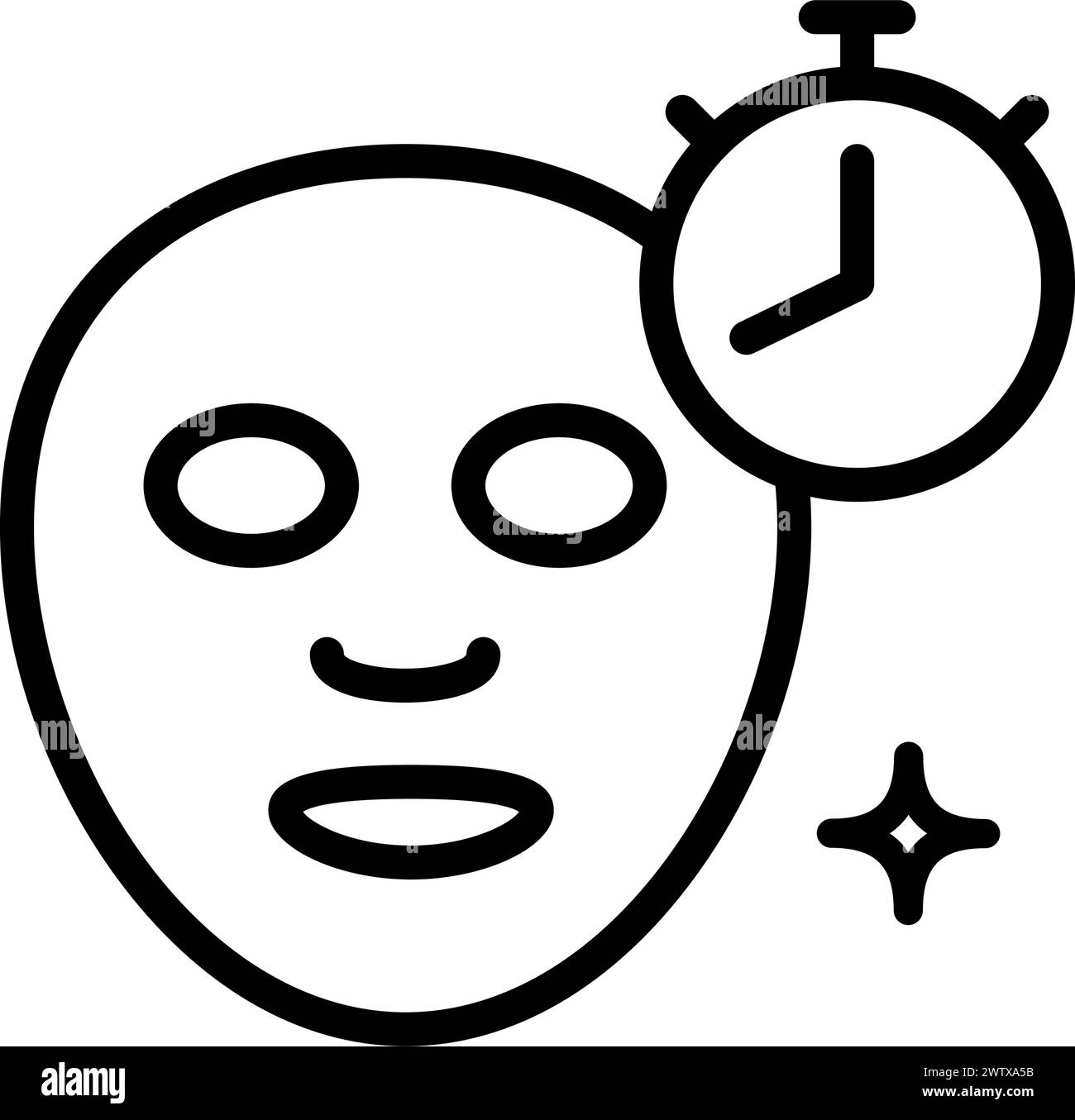 Cosmetics exposure time line icon. Sheet mask line icon. Hydrogen mask ...