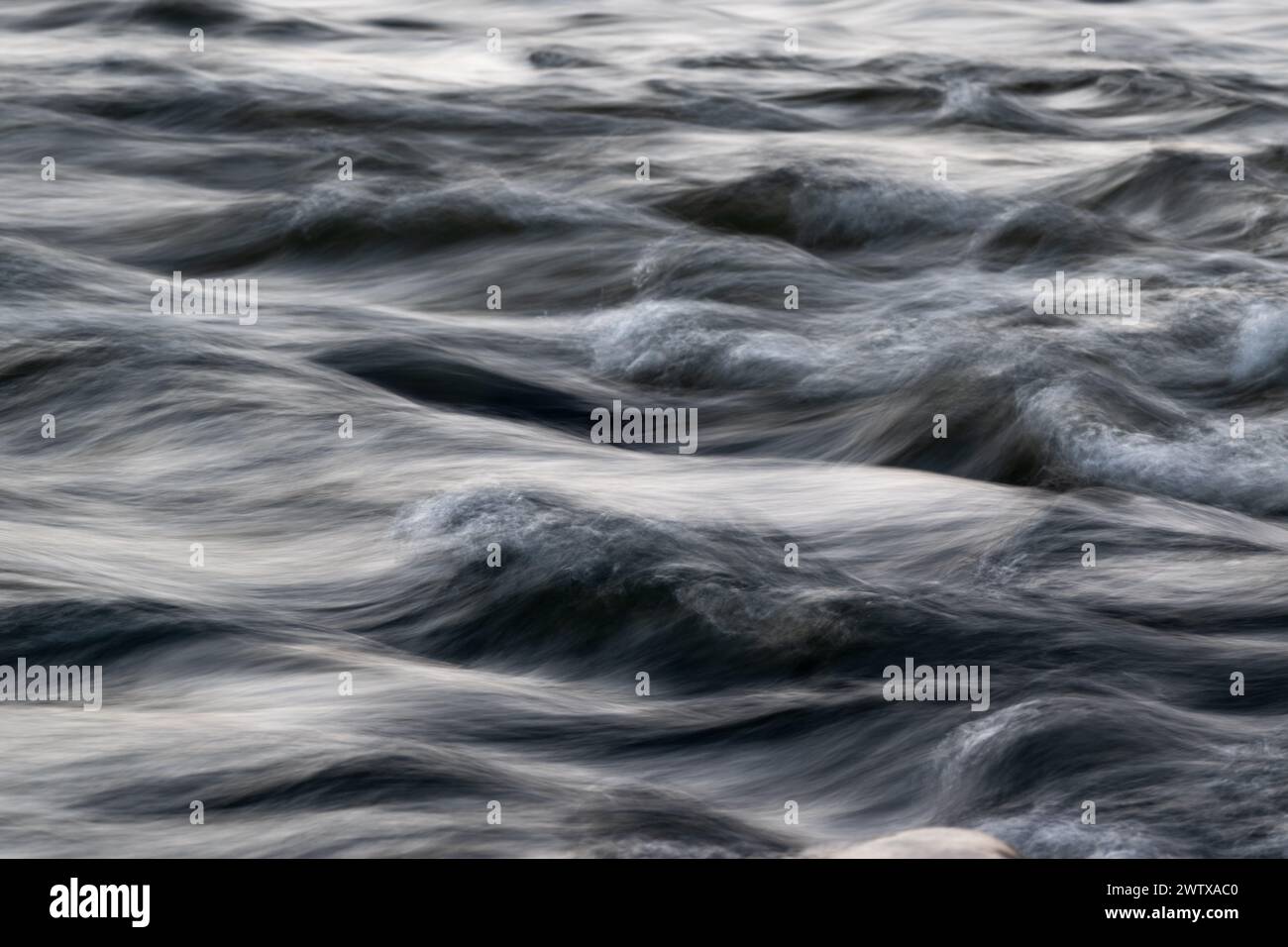 Turbulent water surface in wind, water waves close up, abstract ...