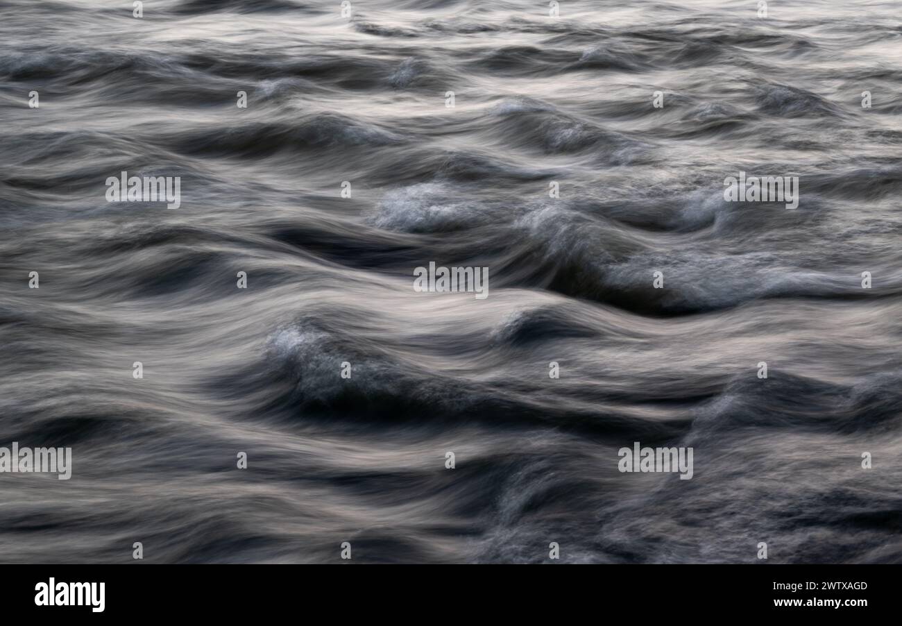 Turbulent water surface in wind, water waves close up, abstract ...