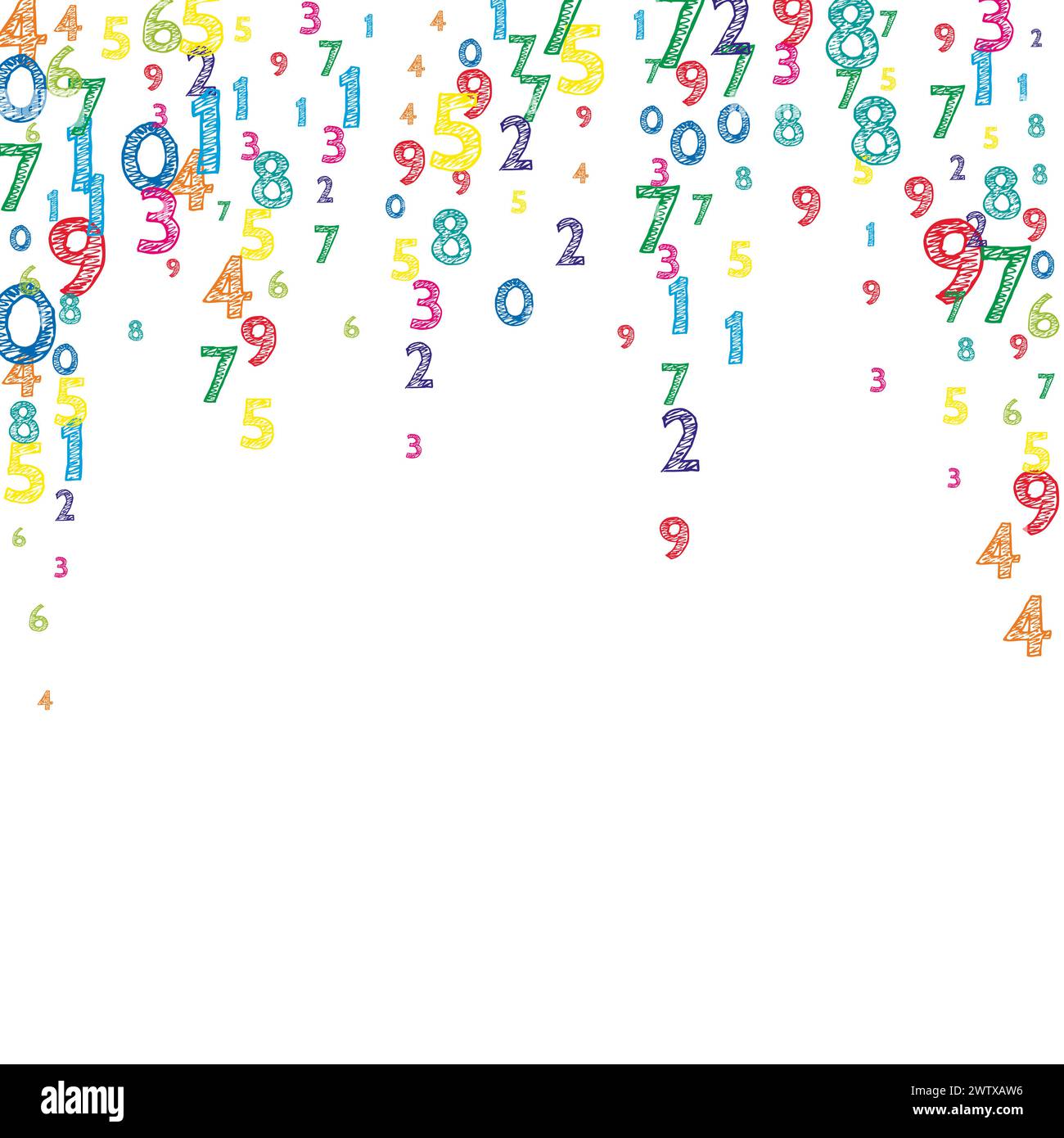 Falling colorful orderly numbers. Math study concept with flying digits ...